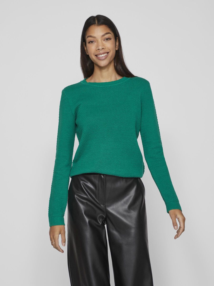 BASIC KNITTED PULLOVER | Green | VILA®