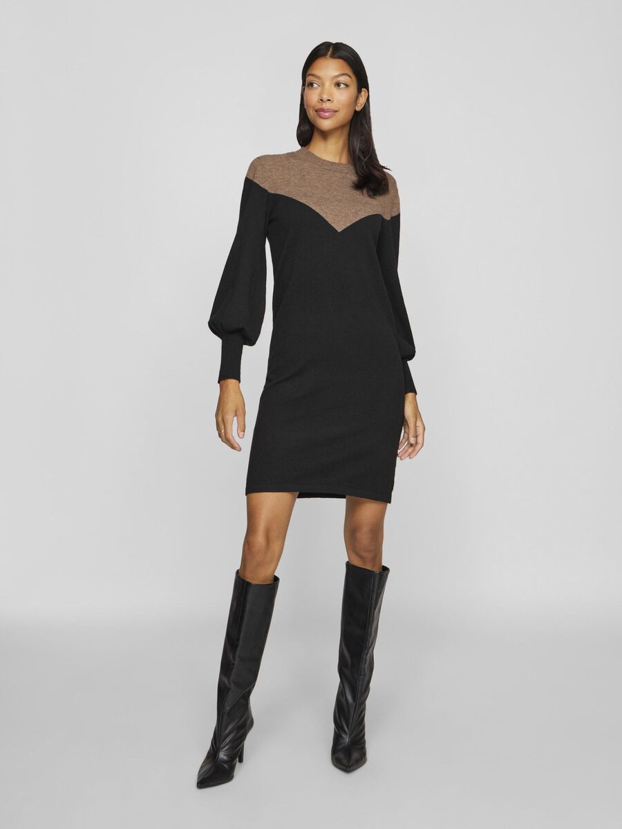 STRIKKET KORT KJOLE | Sort | VILA®