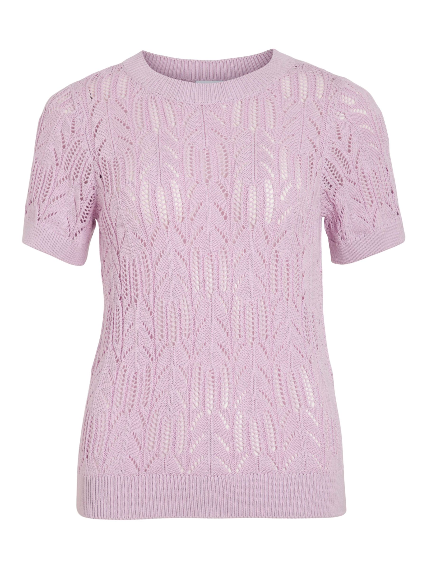 SHORT SLEEVED KNITTED TOP | Purple | VILA®