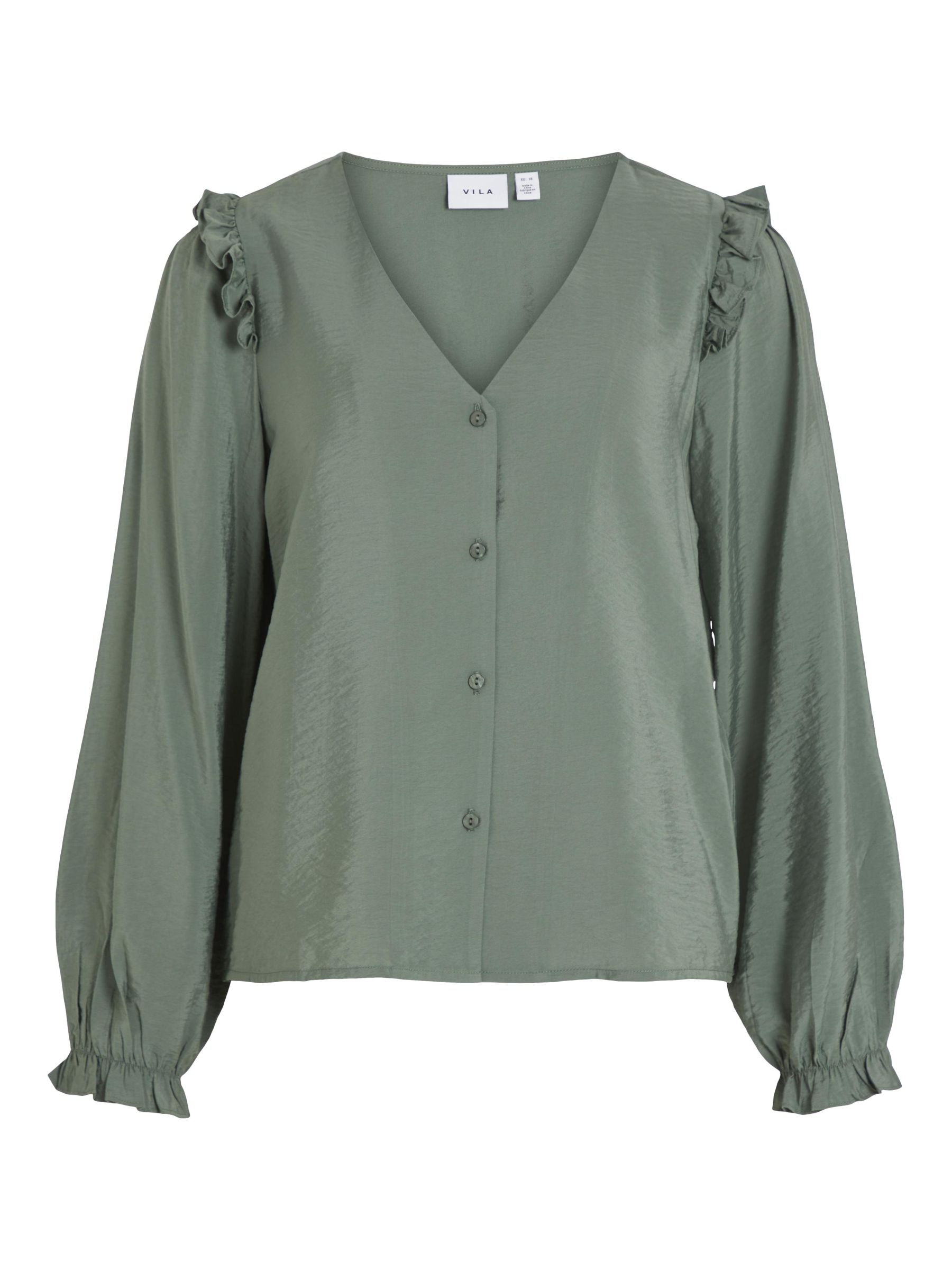 V-NECK RUFFLE SHIRT | Vila® Official Online Shop