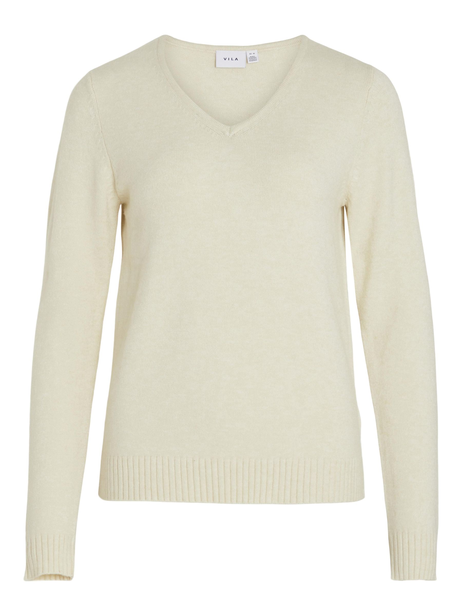 V-RINGAD STICKAD TRÖJA | Beige | VILA®
