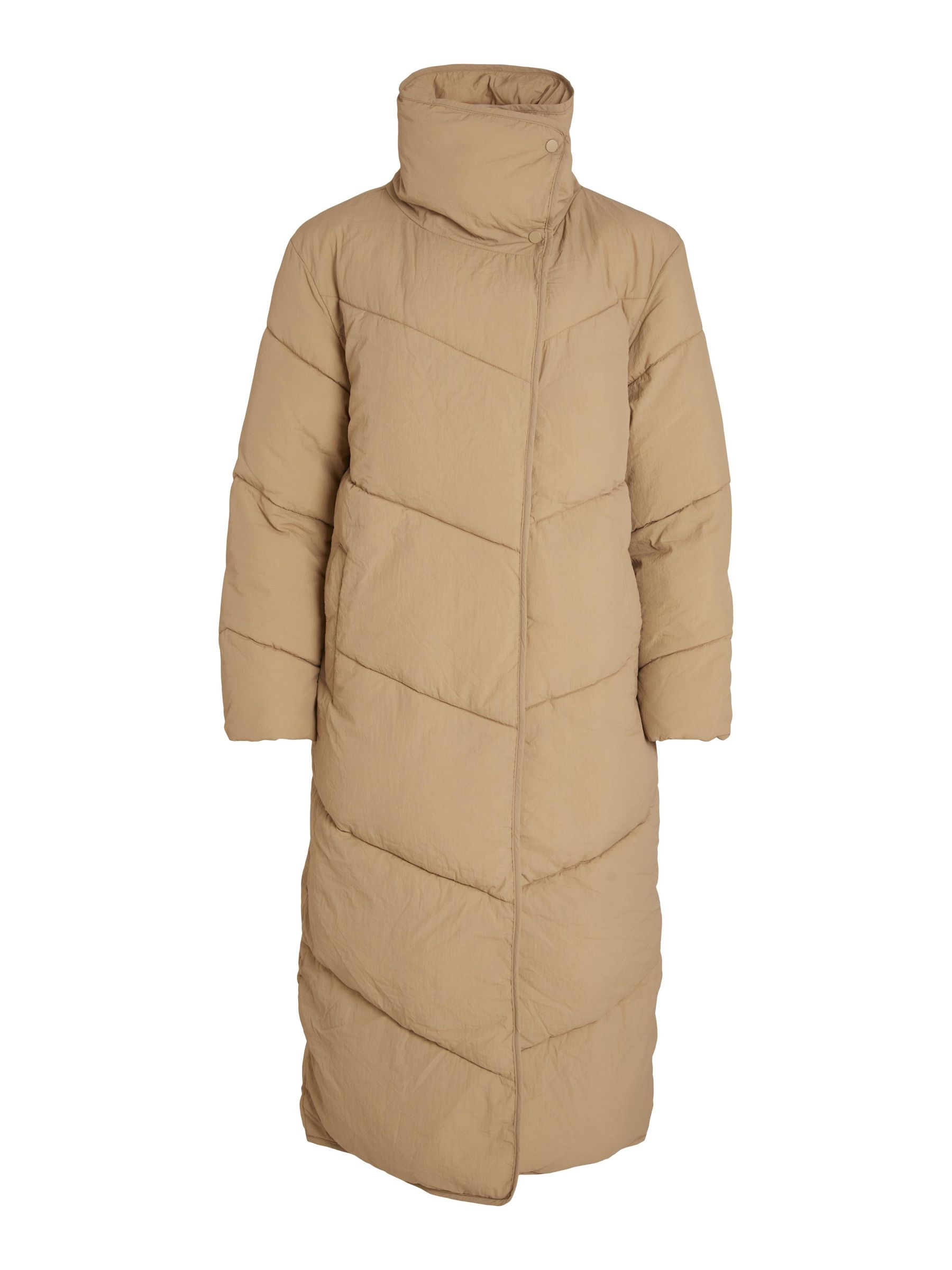 LANG GEWATTEERD LANGE JAS (Beige) | Vila® Officiële Online Shop